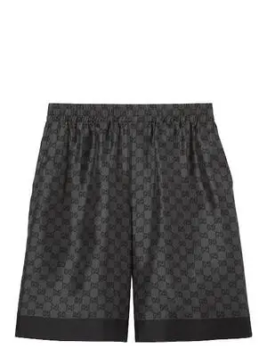 Gucci Printed Silk Twill Shorts - Grey