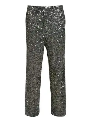 NINEMINUTES Sequin-embellished Straight Leg Trousers - Silver
