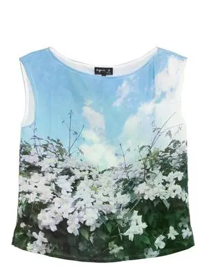 AGNÈS B. Floral-print Sleeveless Top - Blue