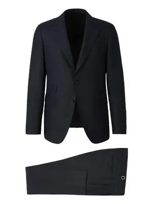 Scabal Plain Linen Suit Navy Blue