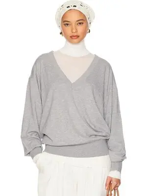 HELSA Oversized V Neck Sweater - Heather Grey
