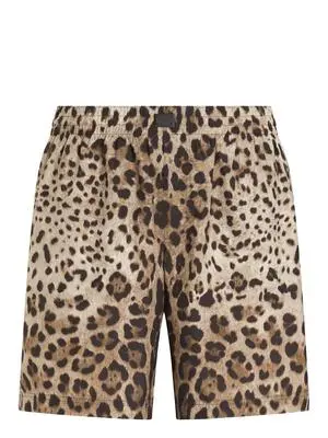 Dolce & Gabbana Mid-length Leopard- Swim Trunks - Print