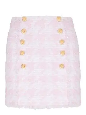 Balmain Cotton-blend Tweed Mini Skirt - Pink