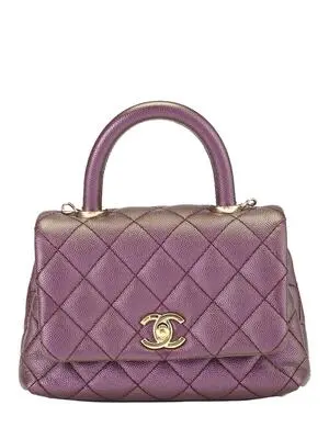 CHANEL Iridescent Quilted Caviar Coco Handle Extra Mini Bag