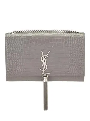 Saint Laurent Embossed Kate Tassel Bag - Grey