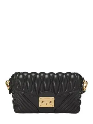 Miu Miu Nappa Matelassé Biker Shoulder Bag - Black