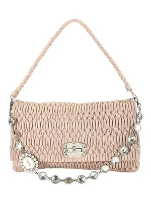 Miu Miu Nappa Leather Crystal Flap Shoulder Bag - Pink