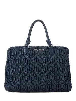 Miu Miu Nappa Convertible Top Handle Bag - Navy
