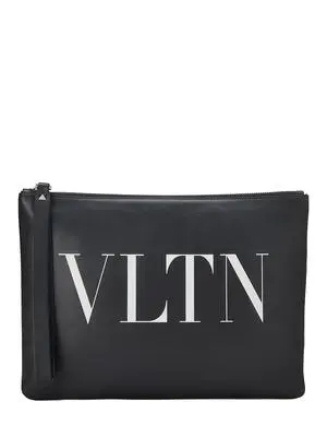 Valentino Garavani Calfskin Vltn Pouch - Black