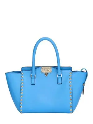 Valentino Garavani Leather Rockstud Tote - Blue