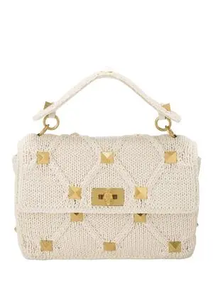 VALENTINO Valentino Knit Roman Stud Top Handle Bag