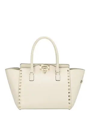 Valentino Garavani Leather Rockstud Handbag - White