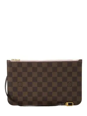 LOUIS VUITTON Damier Ebene Neverfull Pouch - Pink