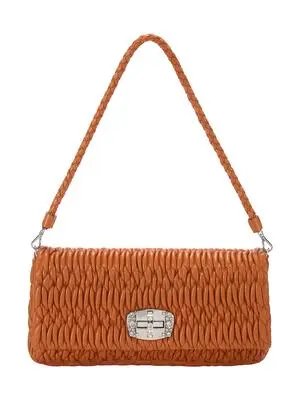Miu Miu Nappa Crystal Flap Shoulder Bag - Orange