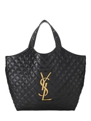 Saint Laurent Lambskin Icare Shopping Tote - Black