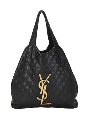 Saint Laurent Lambskin Icare Shopping Tote - Black