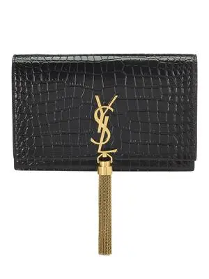 Saint Laurent Embossed Kate Tassel Wallet On Chain - Black