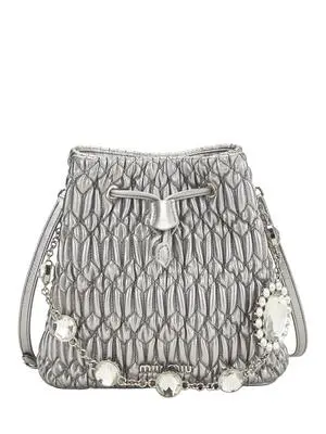 MIU MIU Nappa Crystal Drawstring Bucket Bag