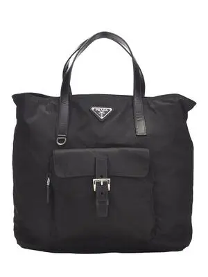 Prada Front Buckle Tote - Black