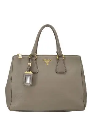 Prada Vitello Daino Double Zip Handbag - Grey