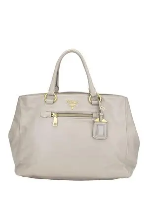 Prada Calfskin Convertible Tote - Beige