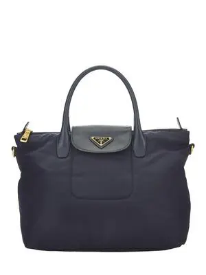 Prada Tessuto Nylon Convertible Handbag - Navy
