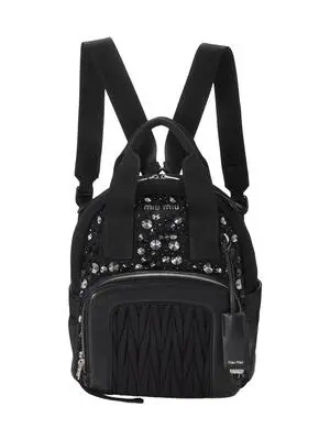 Miu Miu Beaded Mesh Backpack - Black