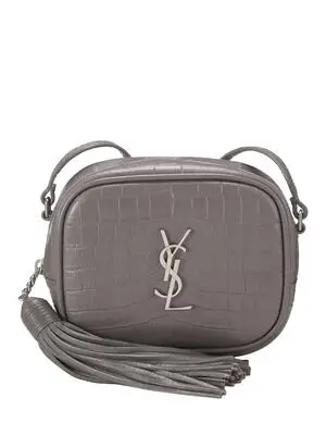 Saint Laurent Embossed Calfskin Blogger Bag - Grey