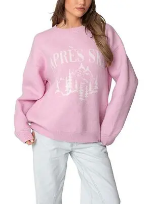 EDIKTED Apres Ski Oversized Sweater - Pink