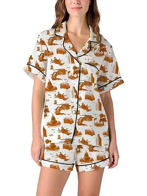 KATIE KIME Austin Toile Pajama Shorts Set - Burnt Orange