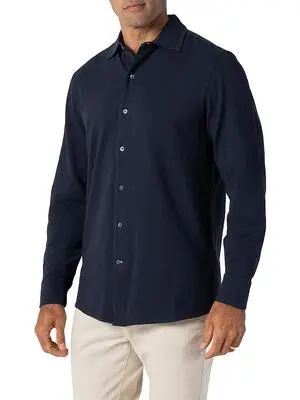 Robert Talbott Foster Long Sleeve Knit Shirt - Navy