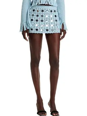TOCCIN Kendra Mirrored Crocheted Mini Skirt - Sky Blue