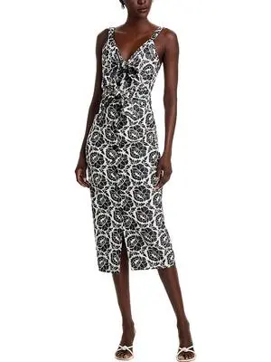 TOCCIN Gia Tie Front Midi Dress - Jet/optic