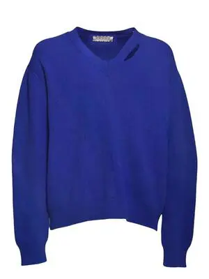 PAURA V-neck Wool Sweater - Blue