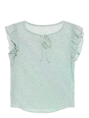 TO B. BY AGNÈS B. Clover Print Frill Blouse - Green