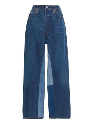 RE/DONE WITH LEVI'S Two-tone High-rise Straight-leg Jeans - Dark Denim