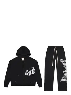 GODSPEED Og Logo V2 Sweatsuit - Black/silver Satin