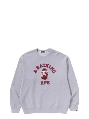 A BATHING APE Map Camo College Relax Fit Crewneck Sweatshirt - Gray