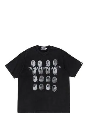 A BATHING APE Garment Dye Logo Relaxed Fit Tee Shirt - Black