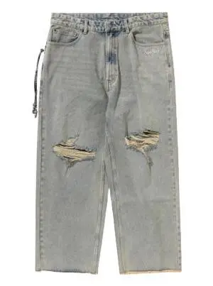 A BATHING APE Essential Paisley Trimmed Denim Pant - Blue
