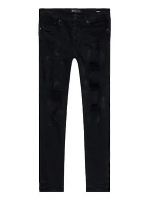 PURPLE BRAND Oil Spill Straight Leg Jean - Black