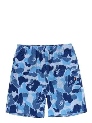 A BATHING APE Abc Camo Pile One Point Sweat Shorts - Blue