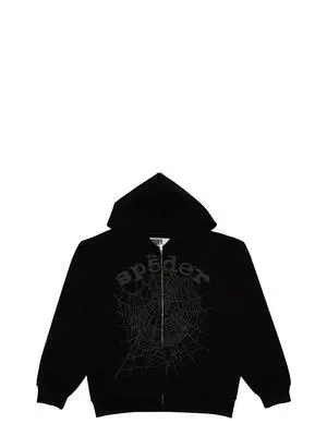 SP5DER Og Web V2 Phantom Zip Up Hoodie - Black