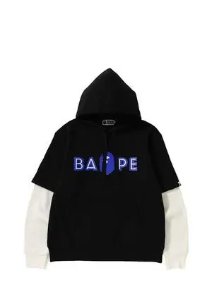 A BATHING APE Layered Mad Face Wide Pullover Hoodie - Black