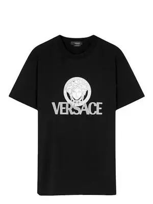 Versace Medusa White/gray Logo T-shirt - Black