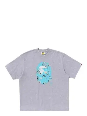 A BATHING APE Vacation Pattern Ape Head Relaxed Fit Tee Shirt - Gray