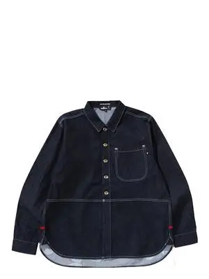 A BATHING APE Denim Pocket Long Sleeve Shirt - Navy Blue
