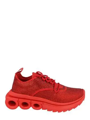 FERRAGAMO Nima Strass Crystal Embellished Sneakers - Red