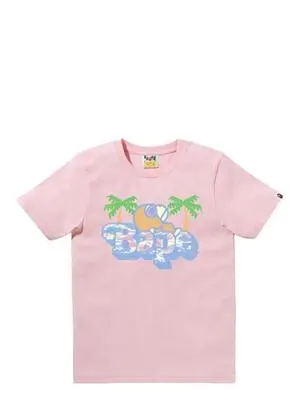 A BATHING APE Palm Tree Print Tee - Pink