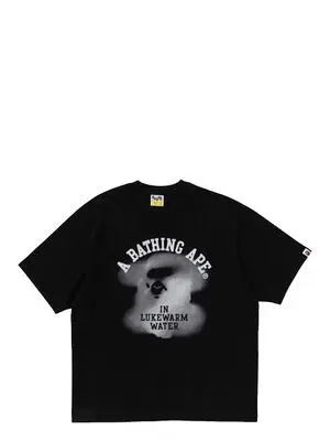 A BATHING APE Water Print College Logo Relaxed Fit Tee Shirt - Black